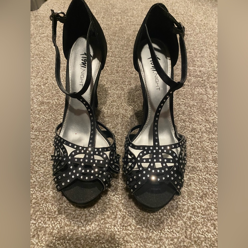 Fiona Night Black And Gemstone High Heels Size 8 - Gem